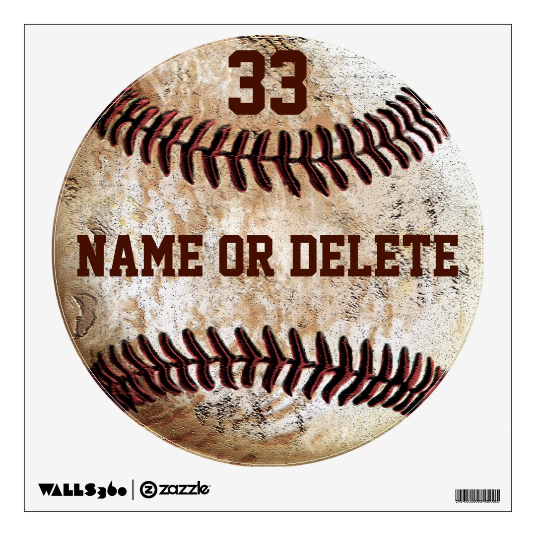 Cool Vintage Baseball Wall Art NAME, Jersey NUMBER Wall Decal | Zazzle