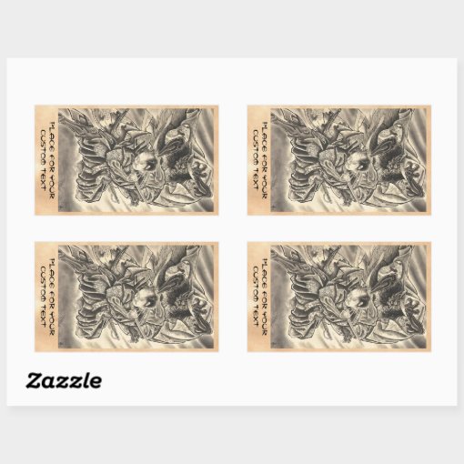 Cool vintage japanese demon samurai fight tattoo rectangular sticker ...