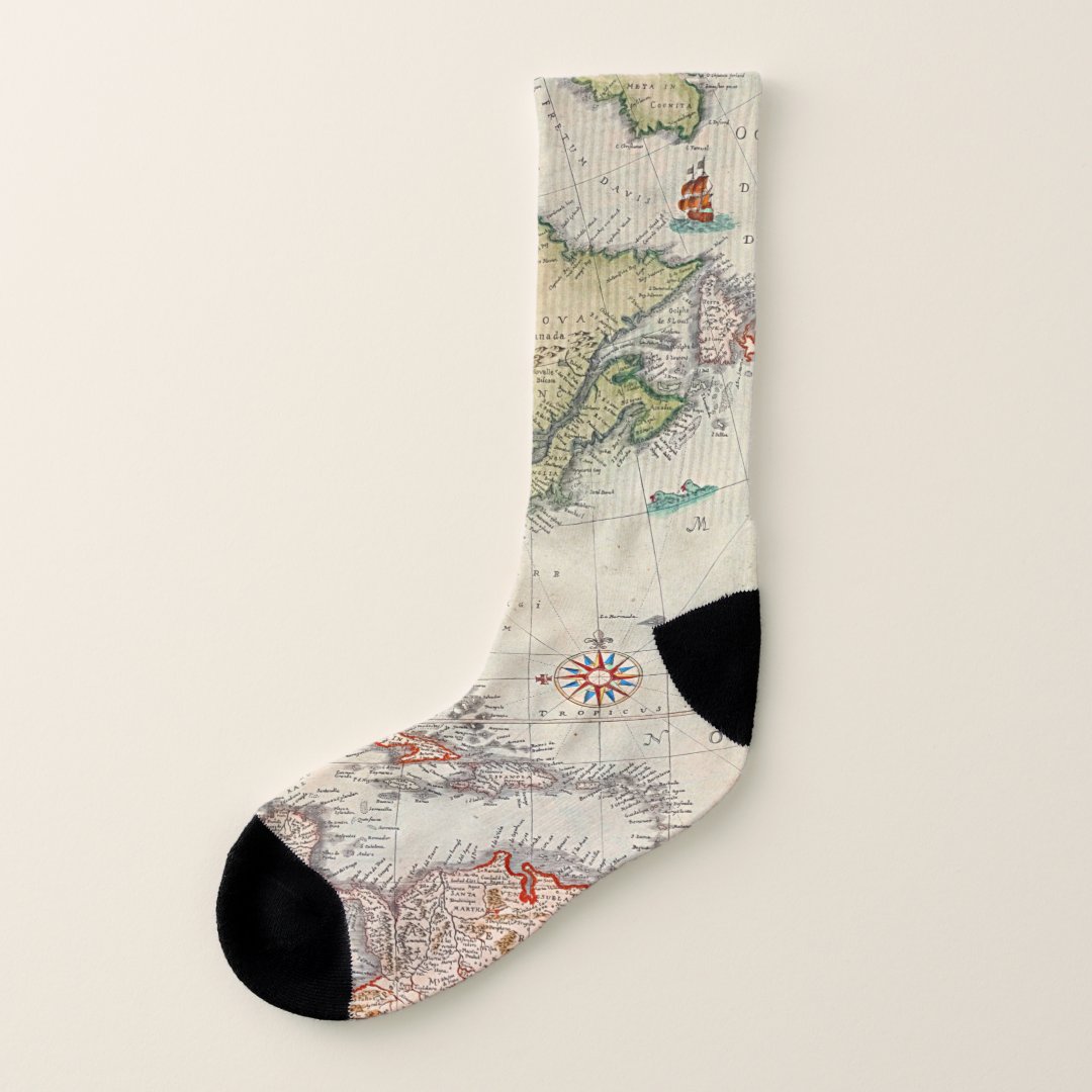 Cool Vintage Pictorial Map of North America Socks | Zazzle