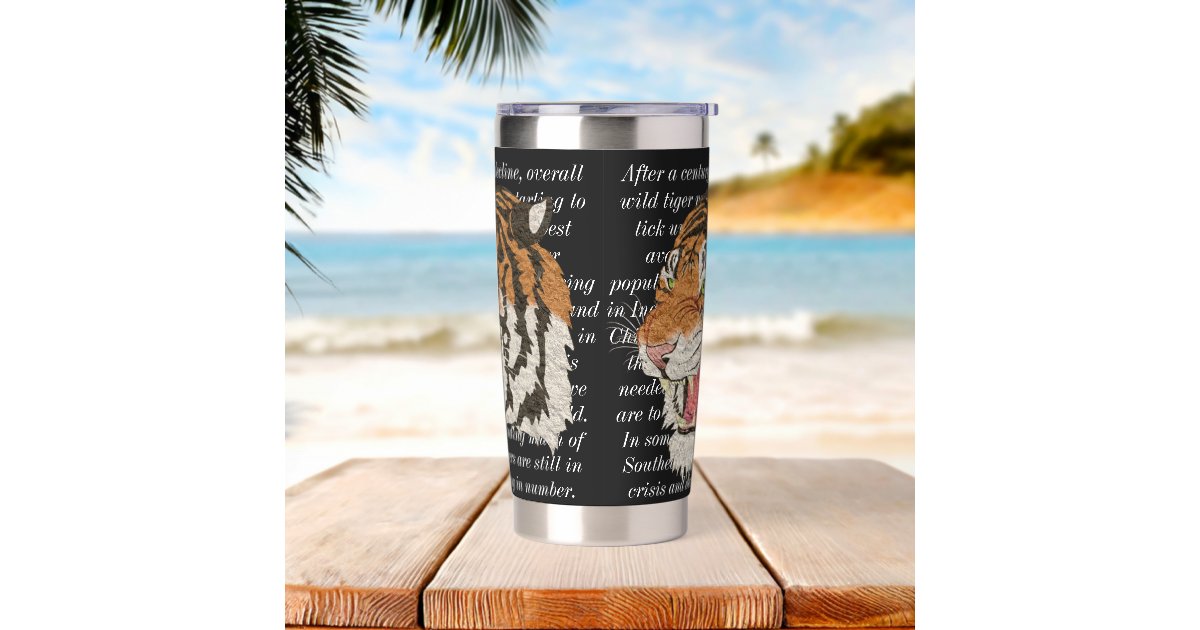 Cool watercolor wild tiger with letters Black Insulated Tumbler | Zazzle