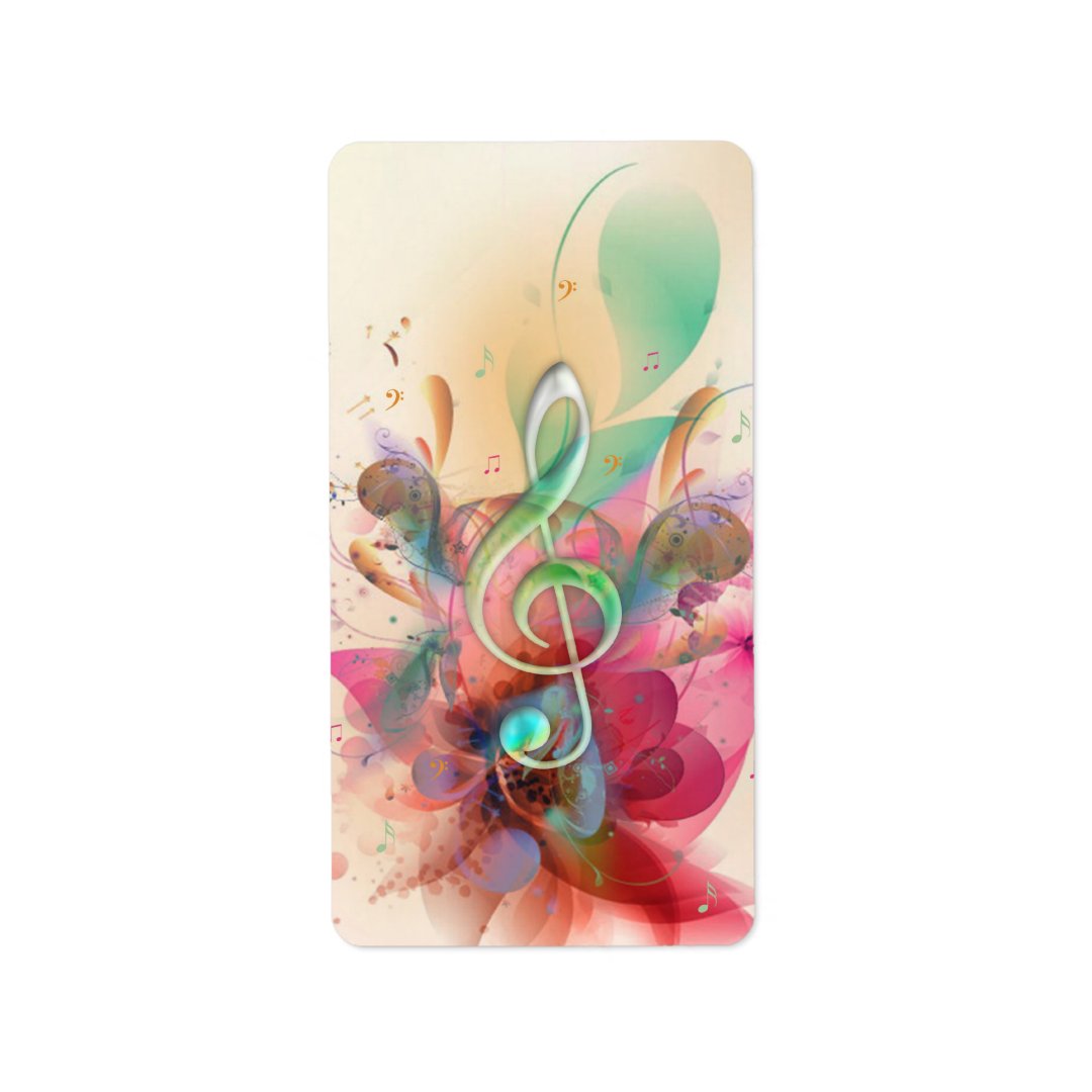 Cool watercolours treble clef music notes swirls label | Zazzle