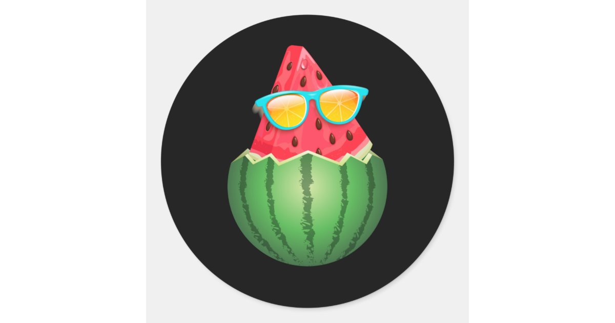 Cool Watermelon with Sunglasses Summer Classic Round Sticker | Zazzle