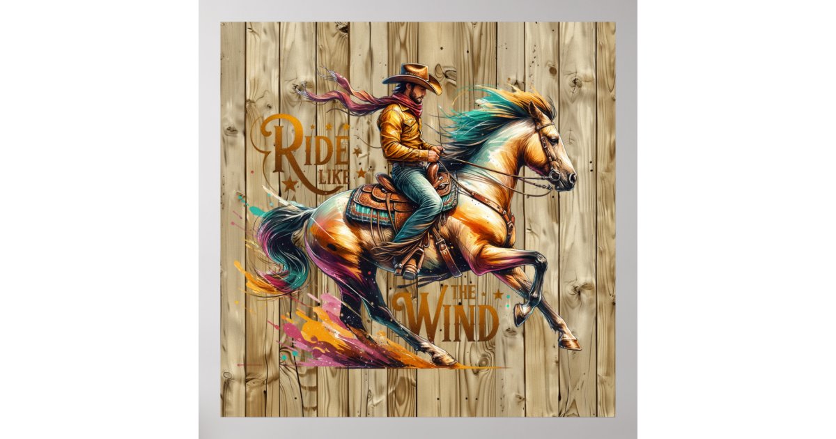 Cool Western cowboy ride Poster | Zazzle