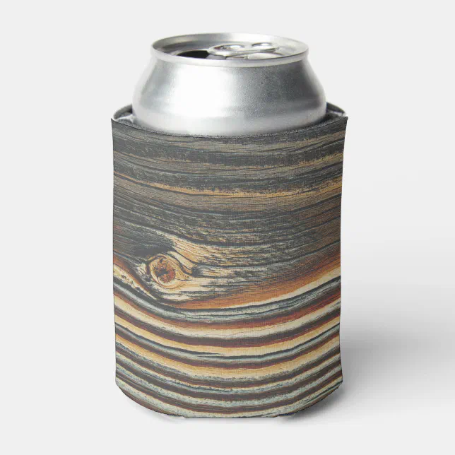 COOL Wood Grain Pattern Can Cooler | Zazzle