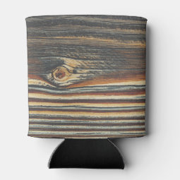 COOL Wood Grain Pattern Can Cooler | Zazzle