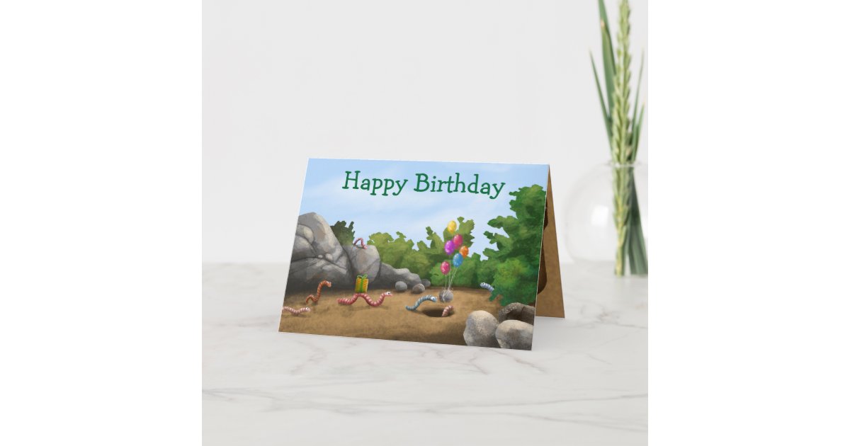 Cool Worm Birthday Card | Zazzle