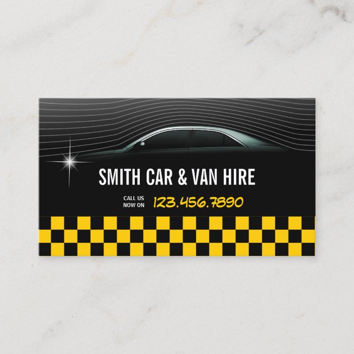 Cool Yellow Checkered Car & Van Hire Business Card | Zazzle.com