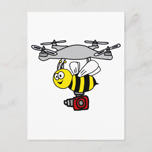 Cool Yellow Jacket Bee Drone Cartoon Postcard | Zazzle