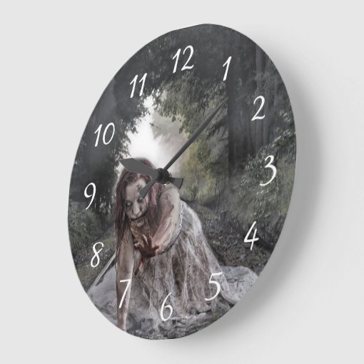Cool Zombie Girl Large Clock | Zazzle