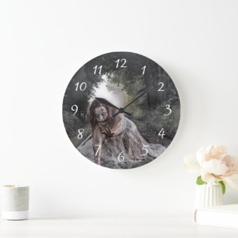 Cool Zombie Girl Large Clock | Zazzle