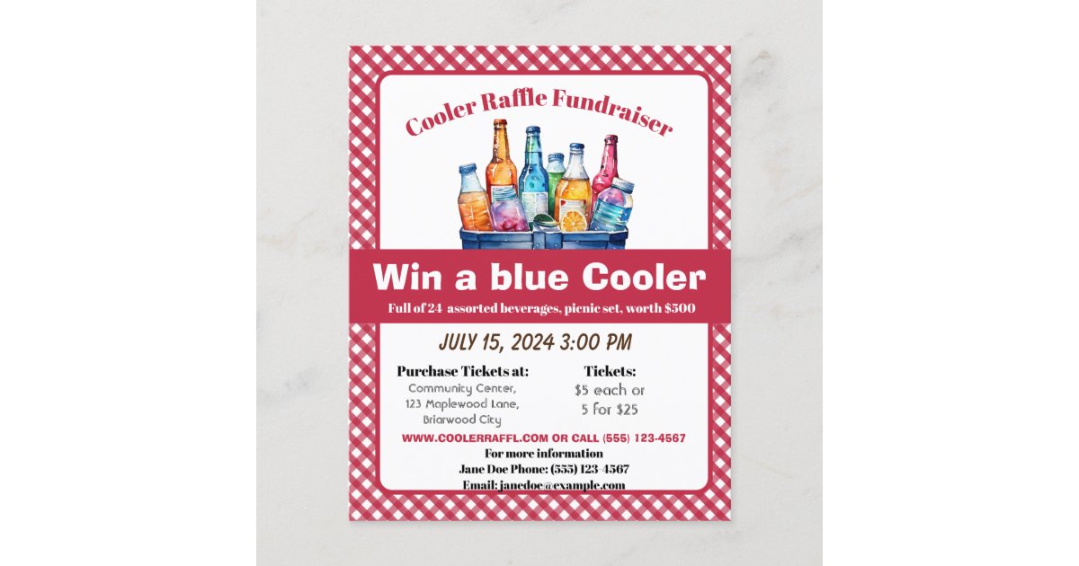 COOLER RAFFLE FUNDRAISER FLYER | Zazzle