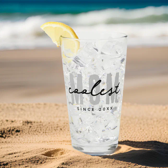 Coolest Mom Since 20XX Modern Simple Preppy Glass | Zazzle