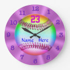 Coolest Personalized Softball Clocks for Girls | Zazzle