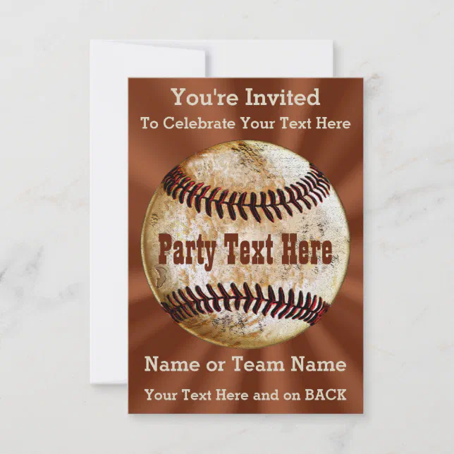 Coolest Vintage Baseball Invitations, YOUR TEXT Invitation | Zazzle