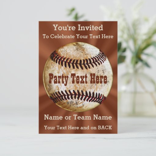 Coolest Vintage Baseball Invitations, YOUR TEXT Invitation | Zazzle
