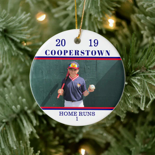 Cooperstown NY Baseball Photo Home Run Fun Facts Ceramic Ornament | Zazzle