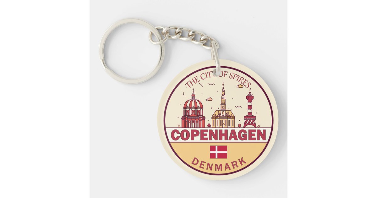 Copenhagen Denmark City Skyline Emblem Keychain | Zazzle