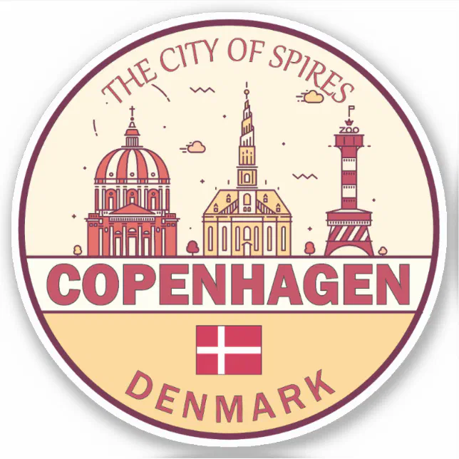 Copenhagen Denmark City Skyline Emblem Sticker | Zazzle
