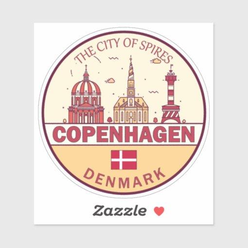Copenhagen Denmark City Skyline Emblem Sticker | Zazzle