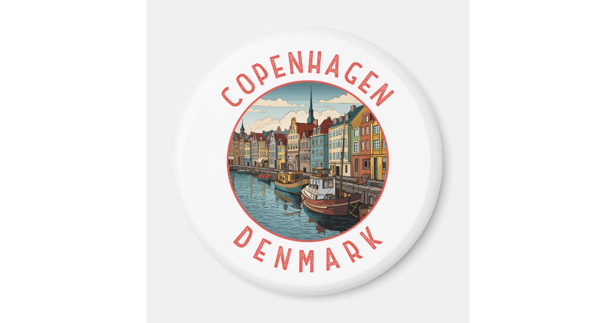 Copenhagen Denmark Retro Distressed Circle Magnet | Zazzle