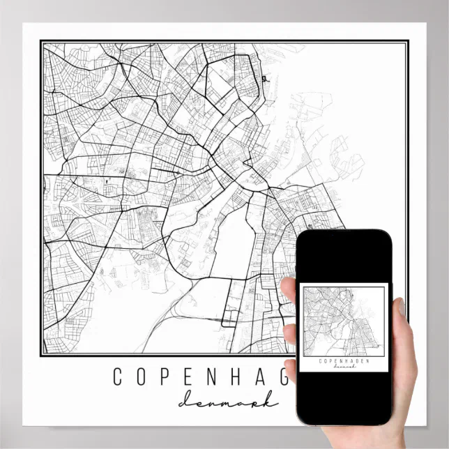 Copenhagen Denmark Street Map Poster | Zazzle