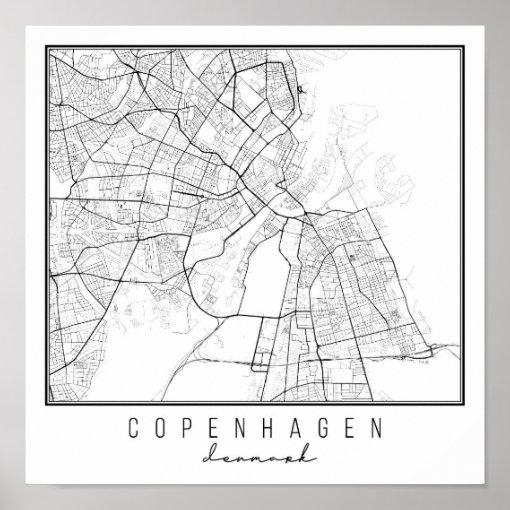 Copenhagen Denmark Street Map Poster | Zazzle
