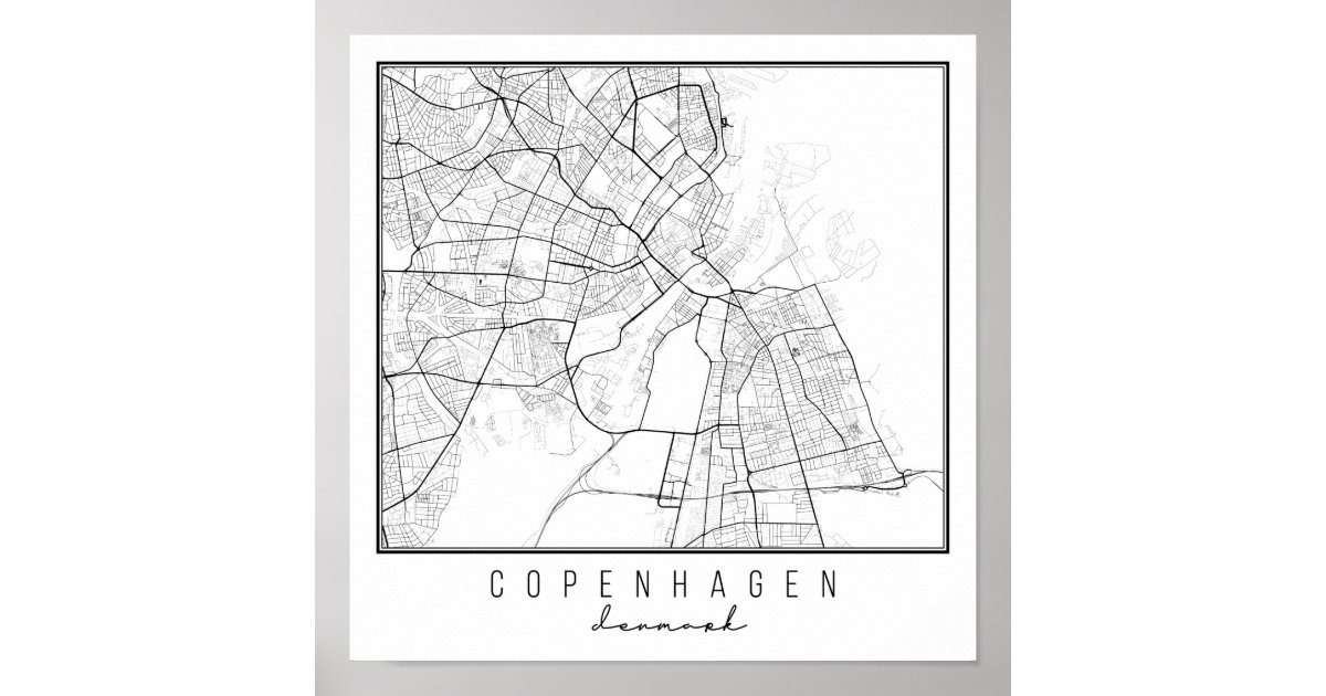 Copenhagen Denmark Street Map Poster | Zazzle
