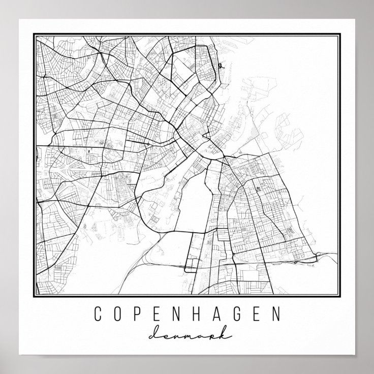 Copenhagen Denmark Street Map Poster | Zazzle