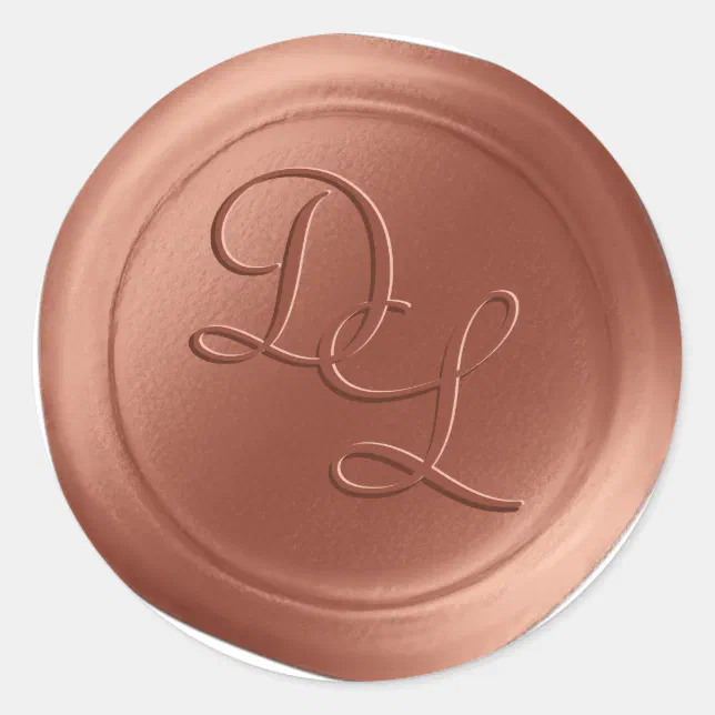 Copper 2 Letter Monogram Wax Seal Stickers | Zazzle