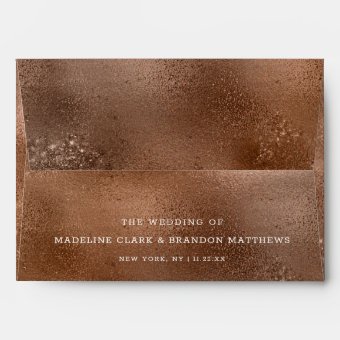Copper Bronze Sparkle Foil Background Wedding Envelope | Zazzle