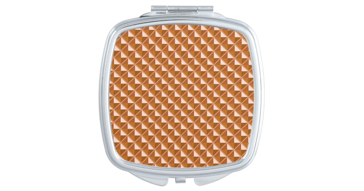copper colored, metallic look, studded grid compact mirror | Zazzle