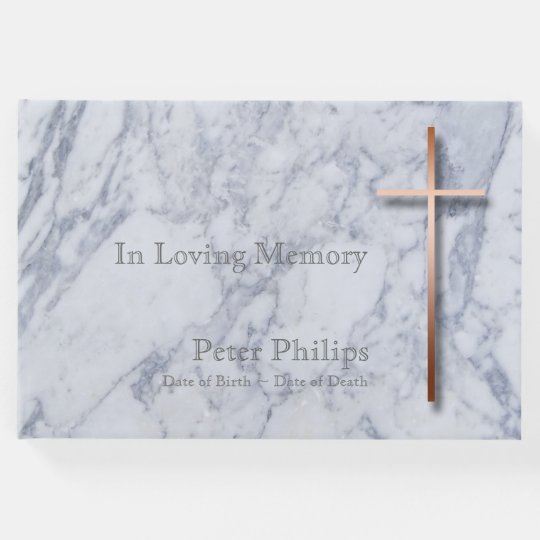 Copper Cross Marble Funeral Memorial Guest Book | Zazzle.com