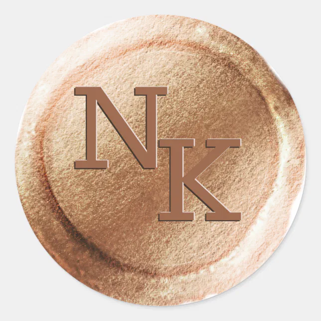 Copper Foil Wax Seal Initial Envelope Sticker | Zazzle