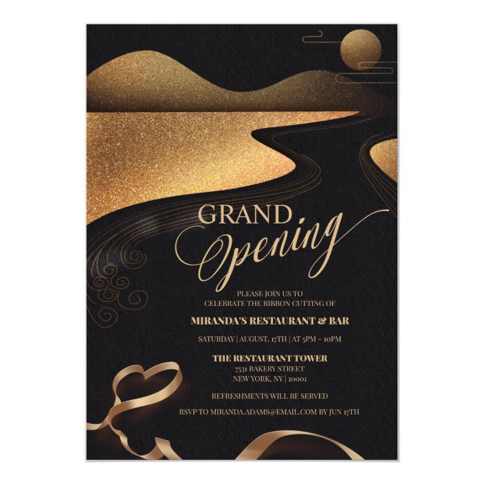 Copper glitter typography Restaurant grand opening Invitation | Zazzle.com