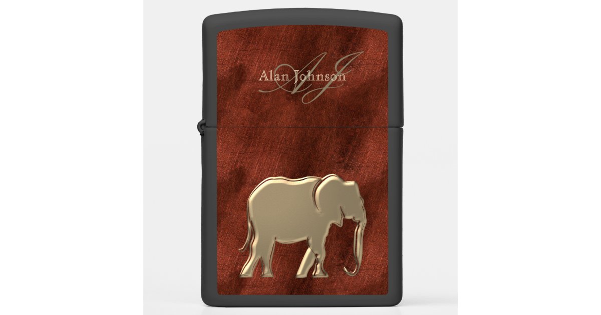 Copper Gold Elephant Monogram Zippo Lighter | Zazzle