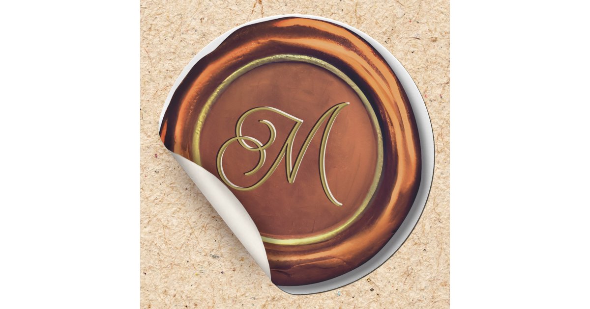 Copper & Gold Monogram Modern Wax Seal Stickers | Zazzle