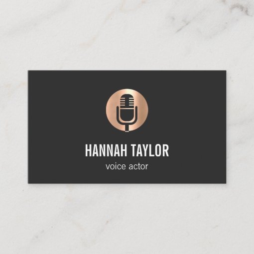 Copper Microphone Voice Actor Business Card | Zazzle