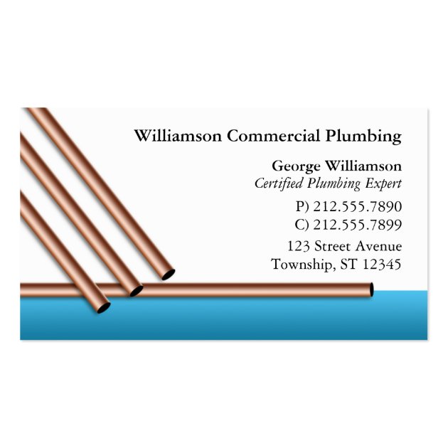 Copper Pipes Plumbing Business Cards