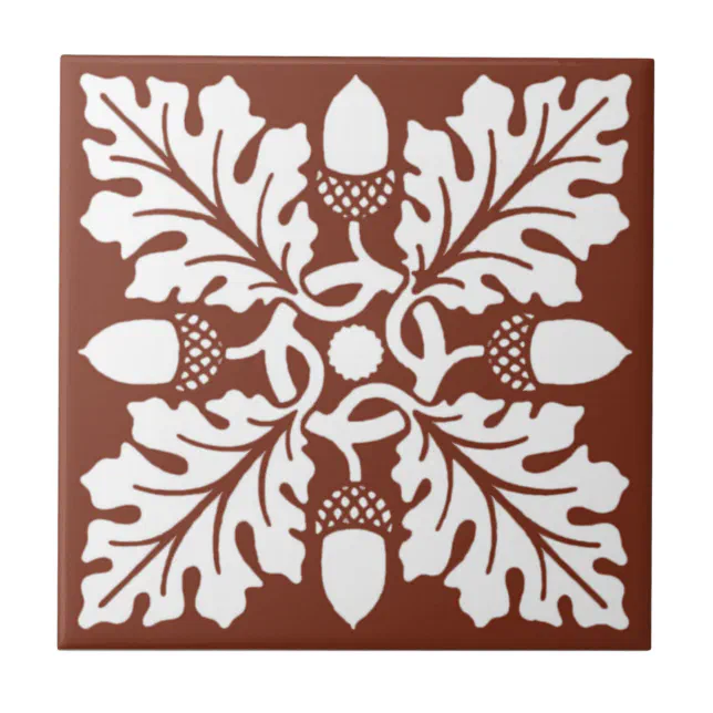 Copper Red Acorn and Leaf Tile Design | Zazzle