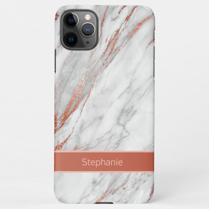 Copper | Rose Gold Glitter Marble Monogram iPhone Case | Zazzle.com