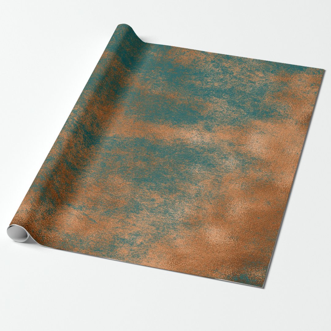 Copper Rust Teal Patina Metallic Urban Abstract Wrapping Paper | Zazzle