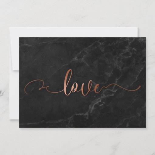 Copper Script & Black Marble Wedding Save the Date | Zazzle