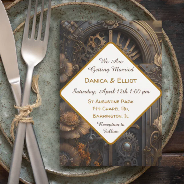 Copper Steampunk Unique Wedding Invitation | Zazzle