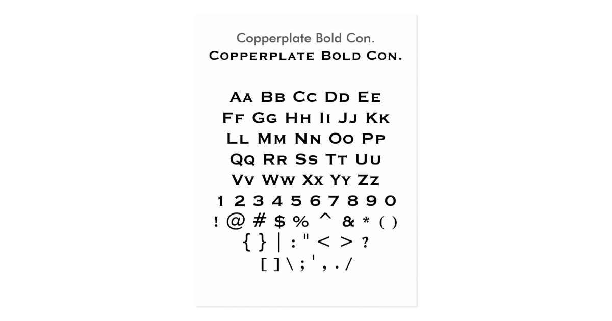 Copperplate Bold Con. - Zazzle Font Sampler Sheet Postcard | Zazzle.com