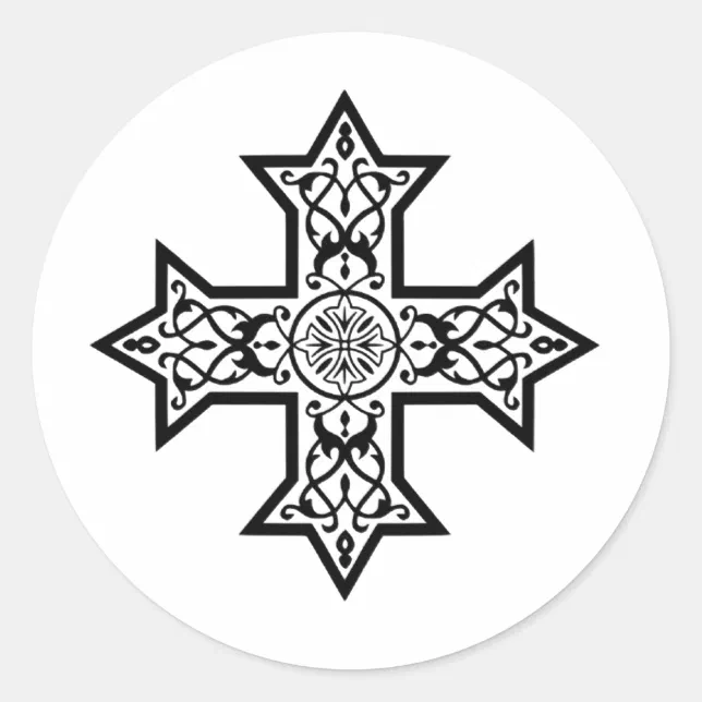 Coptic Cross Classic Round Sticker | Zazzle