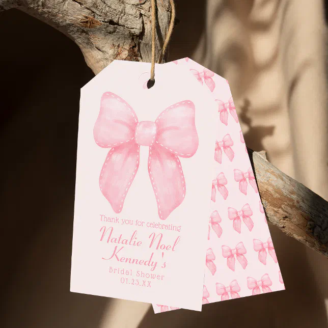 Coquette Aesthetic Cute Pink Bow Personalized Gift Tags | Zazzle