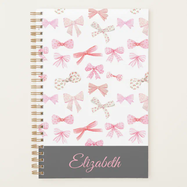 Coquette Aesthetic Light Pink Bows Planner | Zazzle
