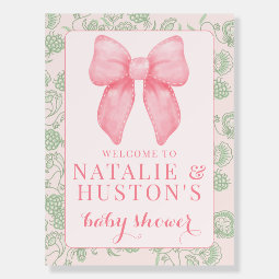 Coquette Aesthetic Pink Bow Baby Shower Welcome Foam Board | Zazzle