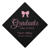 Coquette Aesthetic Pink Bow Custom Graduation Cap Topper | Zazzle
