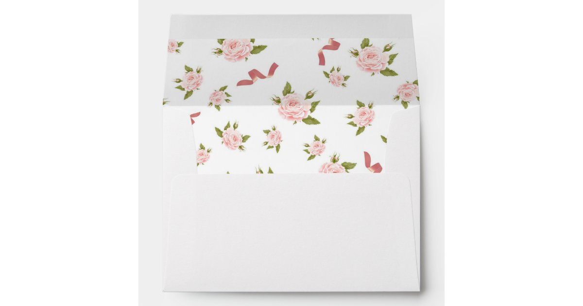 Coquette Aesthetic Soft Pink Floral Ribbon Pattern Envelope | Zazzle